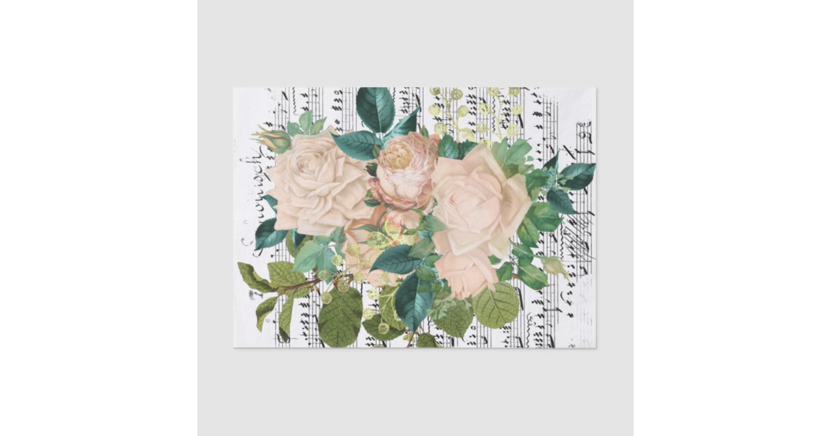 White Rose Collage Tissue Paper | Zazzle