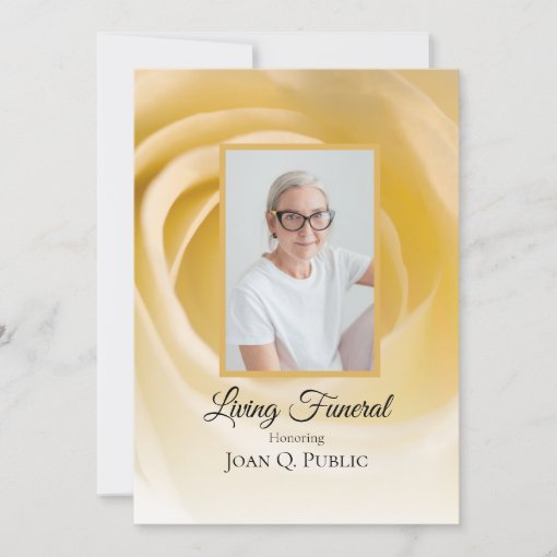 White Rose Flower Petals Living Funeral Party Invitation | Zazzle