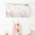 White & Rose Gold Agate Marble Wedding Welcome Banner | Zazzle