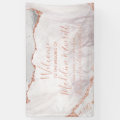 White & Rose Gold Agate Marble Wedding Welcome Banner | Zazzle