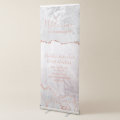 White & Rose Gold Agate Marble Wedding Welcome Retractable Banner | Zazzle
