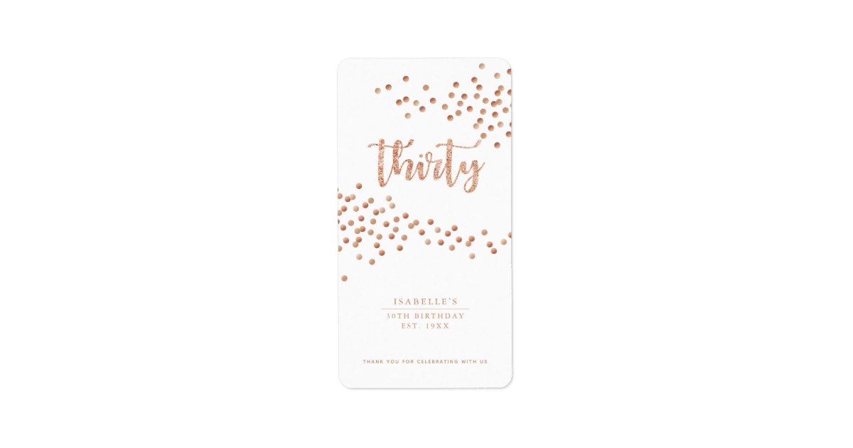 White & Rose Gold Polka Dot Custom Favor Label | Zazzle