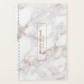White & Rose-Gold Tones Faux Marble Planner | Zazzle