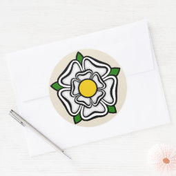 White Rose of York, England Emblem of Royalty Classic Round Sticker ...