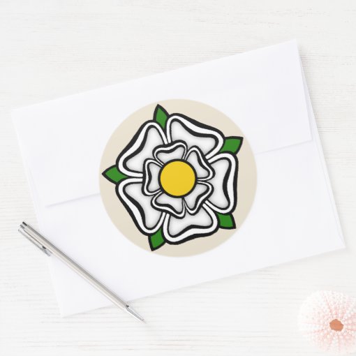 White Rose of York, England Emblem of Royalty Classic Round Sticker ...