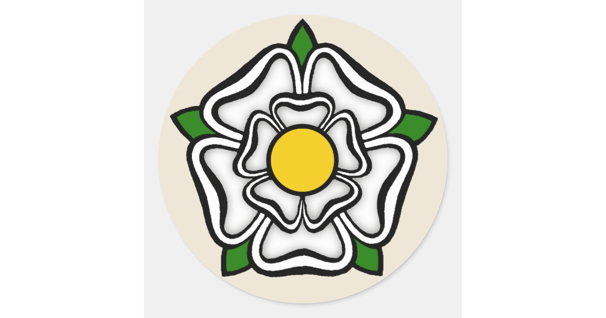 White Rose of York, England Emblem of Royalty Classic Round Sticker ...