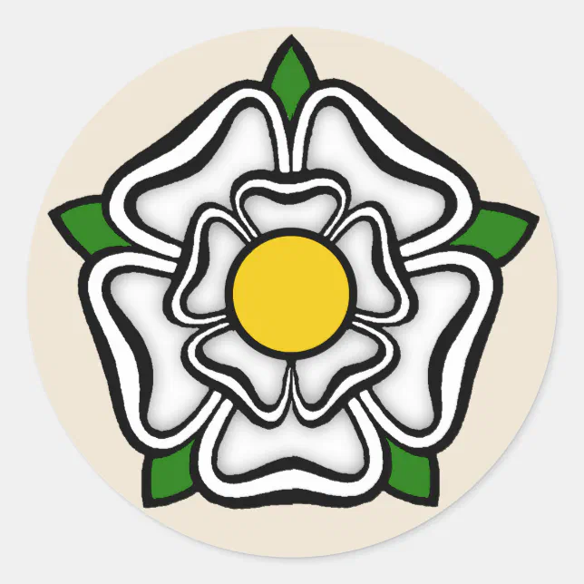 White Rose of York, England Emblem of Royalty Classic Round Sticker ...