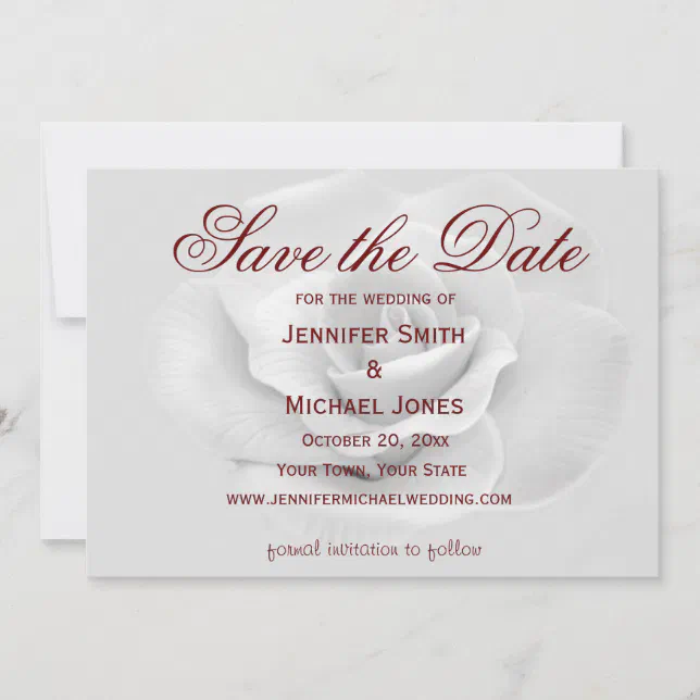 White Rose Save the Date | Zazzle