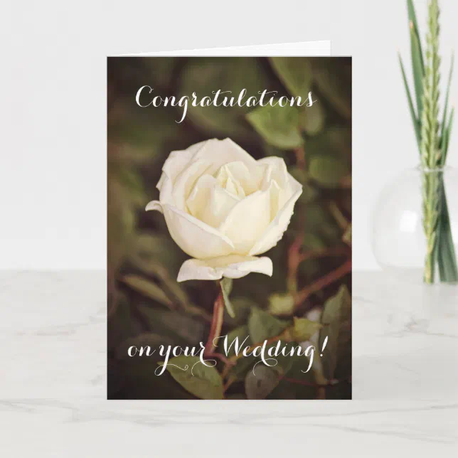 White Rose Wedding Congratulations Card | Zazzle