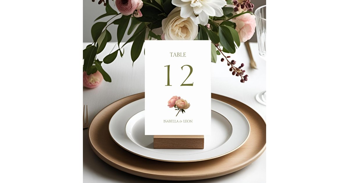White | Rose Wedding Table Number Card | Zazzle