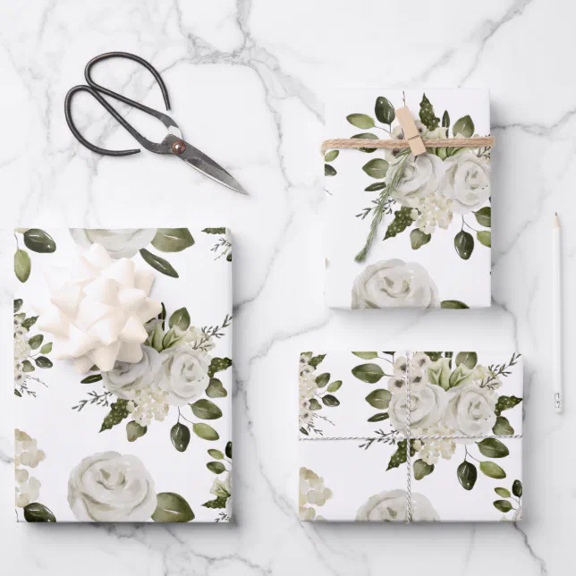 White Rose Wrapping Paper Sheets | Zazzle