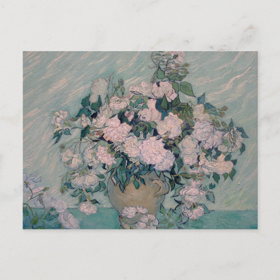 white roses-1890-vincent van gogh postcard | Zazzle