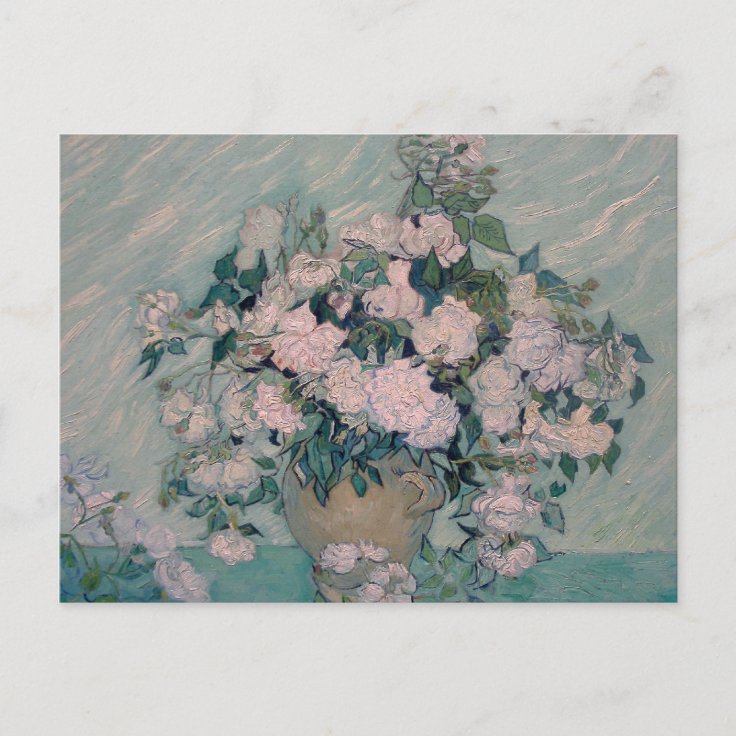 white roses-1890-vincent van gogh postcard | Zazzle