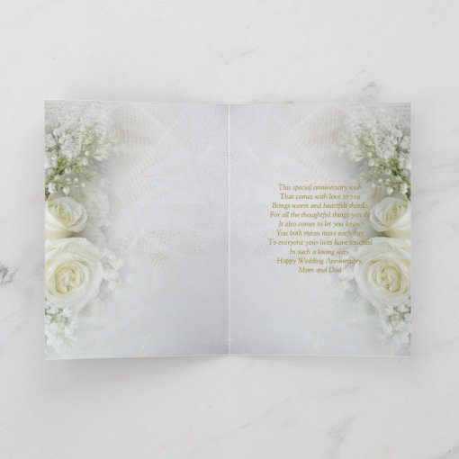White roses, 50th Wedding Anniversary card | Zazzle