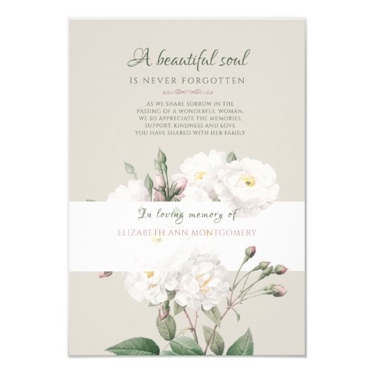 White Roses Bereavement Thank You Card | Zazzle.com