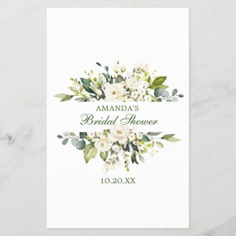 White Roses Floral Bridal Shower Game | Zazzle