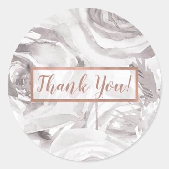 White Roses Floral Rose Modern Elegant Wedding Classic Round Sticker ...