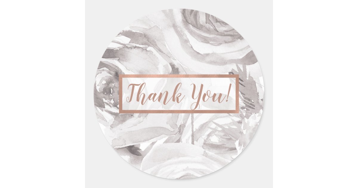 White Roses Floral Rose Modern Elegant Wedding Classic Round Sticker ...