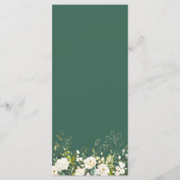 White Roses Greenery Gold Floral Wedding Menu | Zazzle