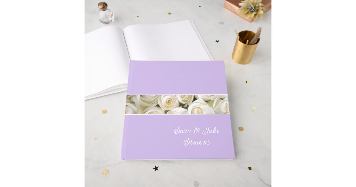 White Roses Guest Book | Zazzle