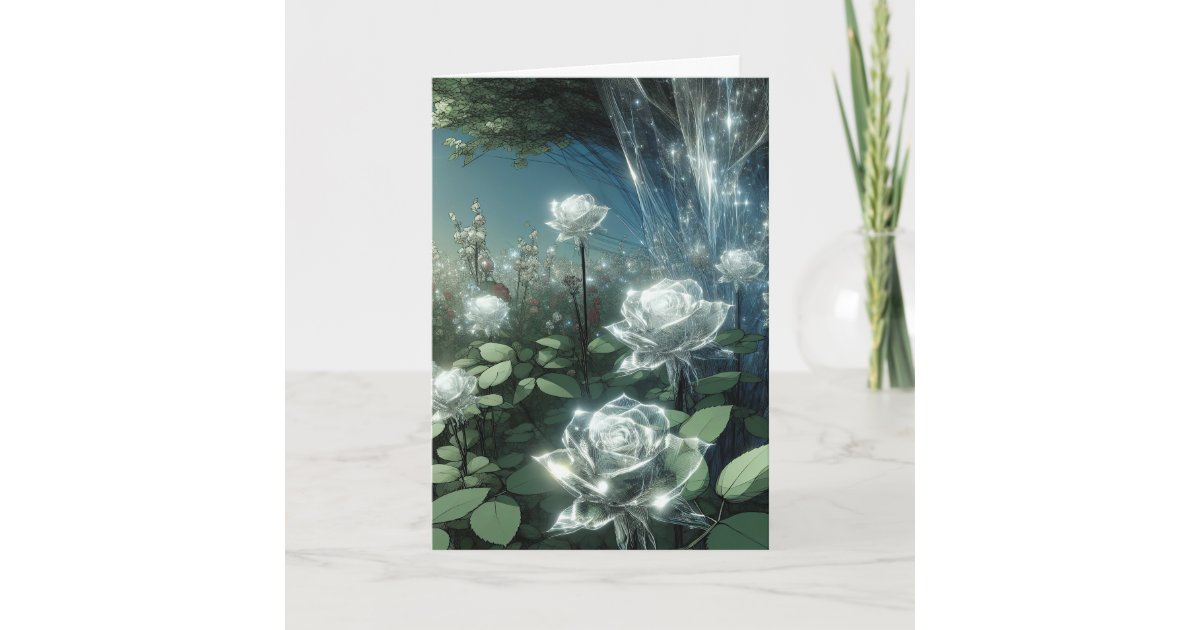 White Roses in Birthday Magical Garden Card | Zazzle