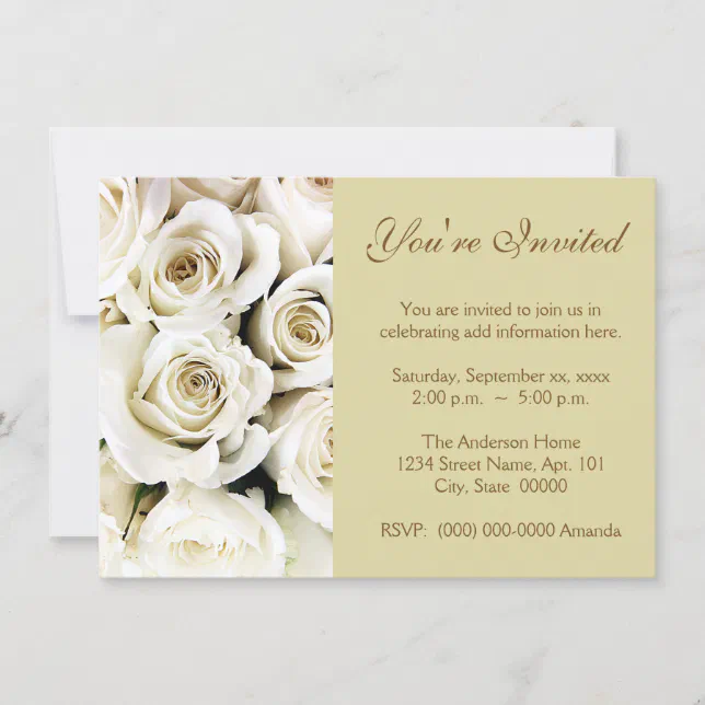 White Roses Invitations | Zazzle