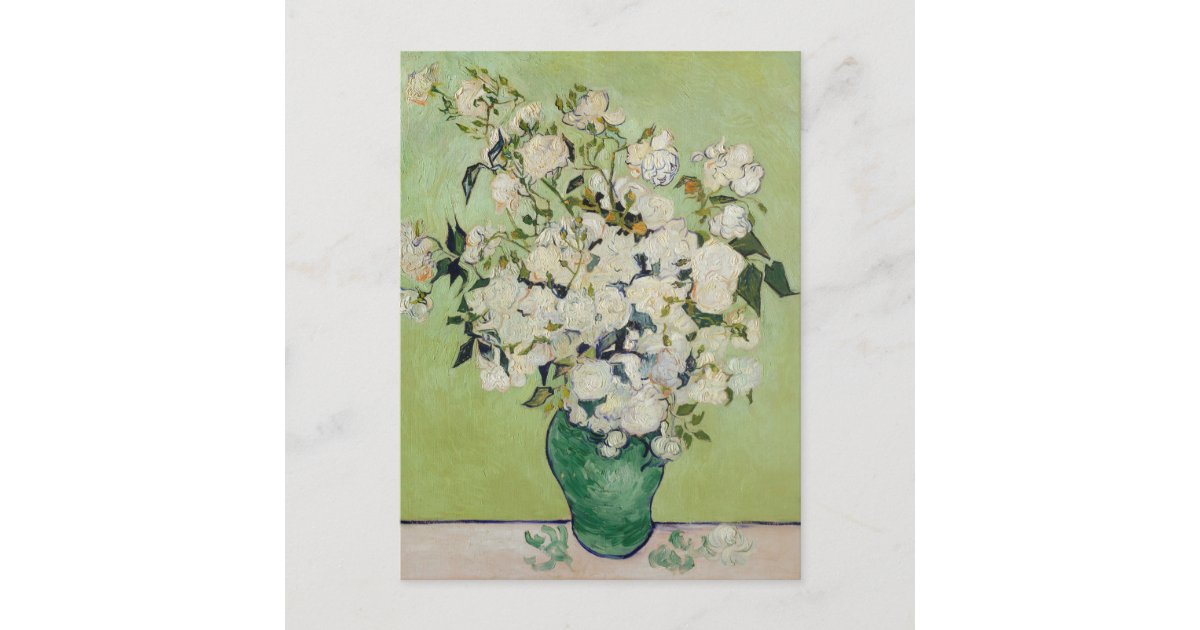 White Roses van Gogh Fine Art Postcard | Zazzle