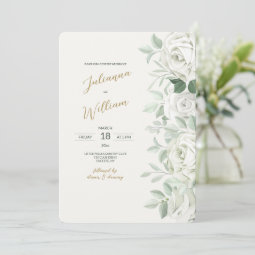 White Roses Wedding Invitation | Zazzle