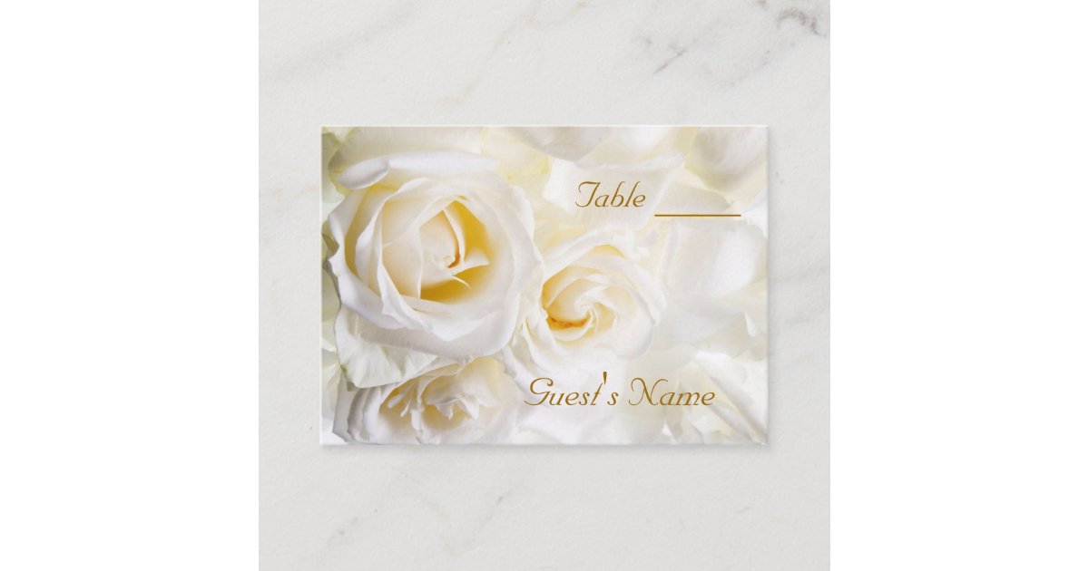 White Roses Wedding Table Numbers Place Card | Zazzle