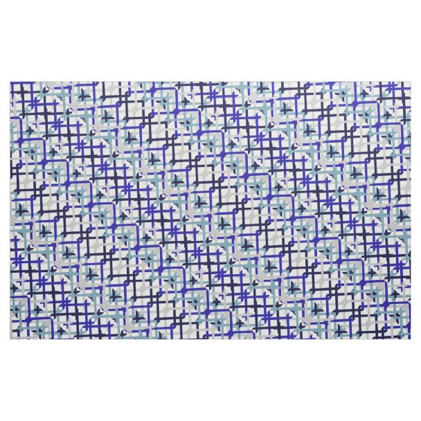 Navy Blue and Silver Art Deco Diamond Pattern Fabric | Zazzle