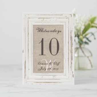 White Rustic Frame & Burlap Print Table Number For | Zazzle