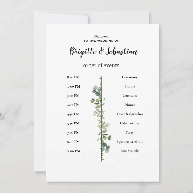 white rustic wedding order of the day poster invitation | Zazzle