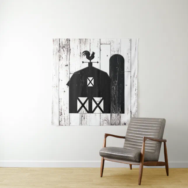 White Rustic Wood Black Barn Farm Party Backdrop | Zazzle