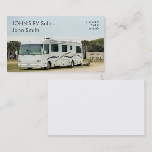 White RV camper Business Card | Zazzle