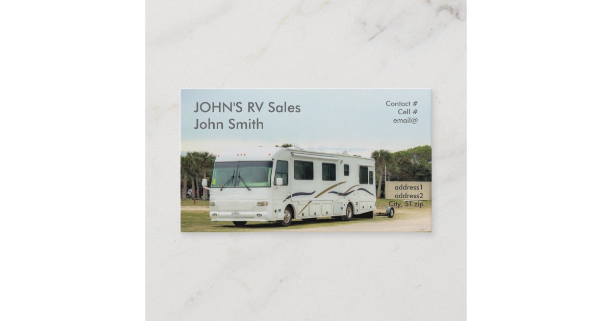 White RV camper Business Card | Zazzle