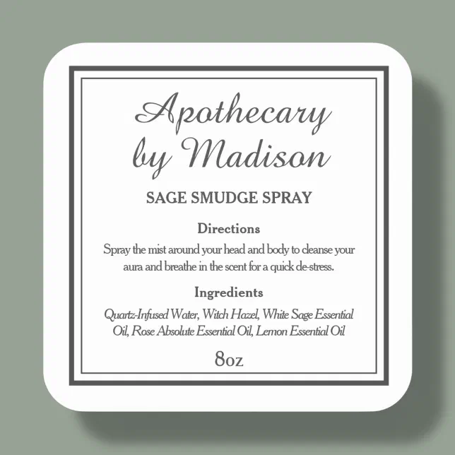 White | Sage Smudge Spray Bottle Labels | Zazzle