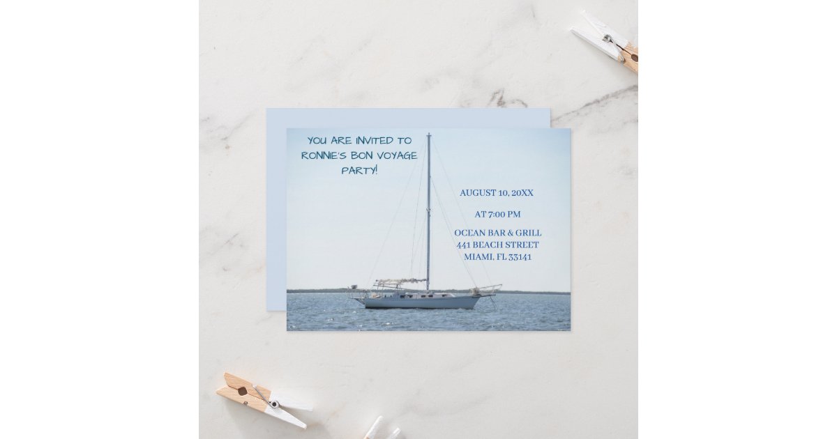 White Sailboat &Ocean Retirement Boat Invitation | Zazzle