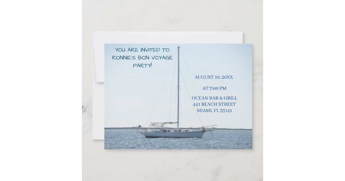 White Sailboat &Ocean Retirement Boat Invitation | Zazzle