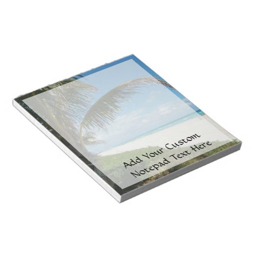 White Sand Beach w/Palm Notepad | Zazzle