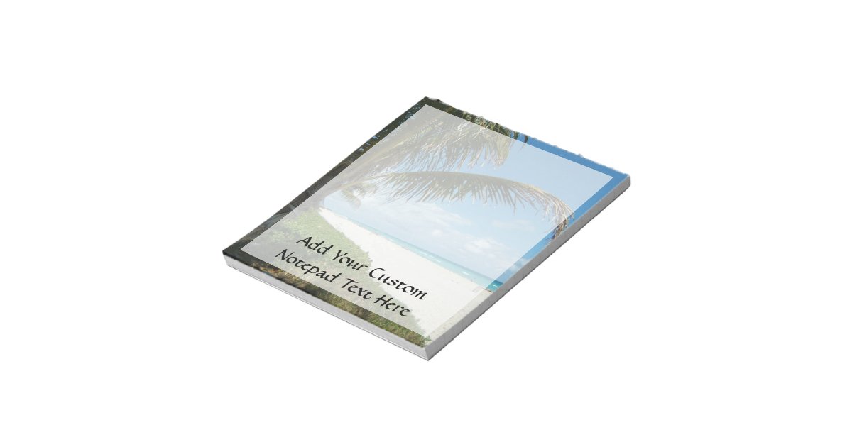 White Sand Beach w/Palm Notepad | Zazzle