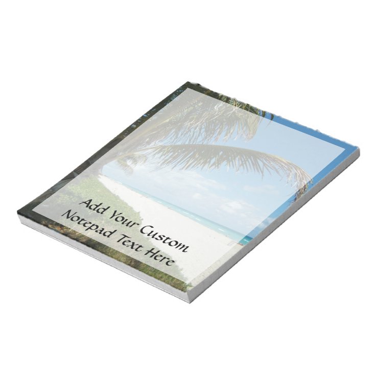 White Sand Beach w/Palm Notepad | Zazzle