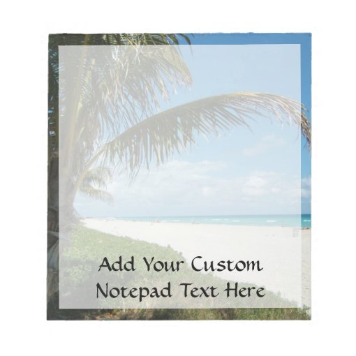 White Sand Beach w/Palm Notepad | Zazzle