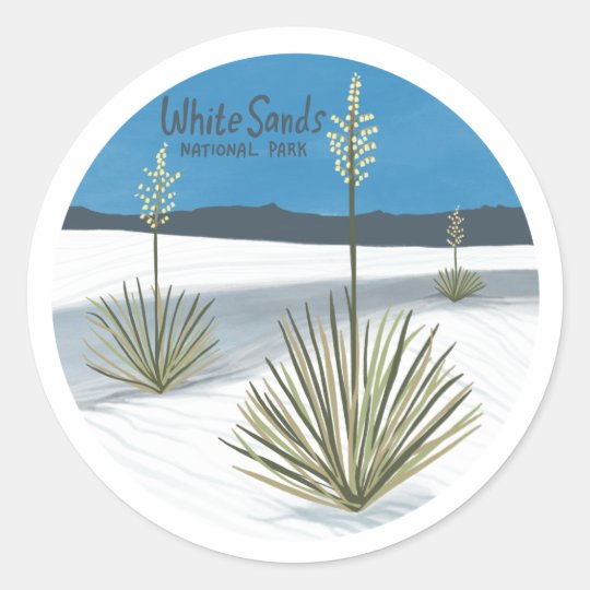 White Sands National Park New Mexico Gypsum Yucca Classic Round Sticker ...