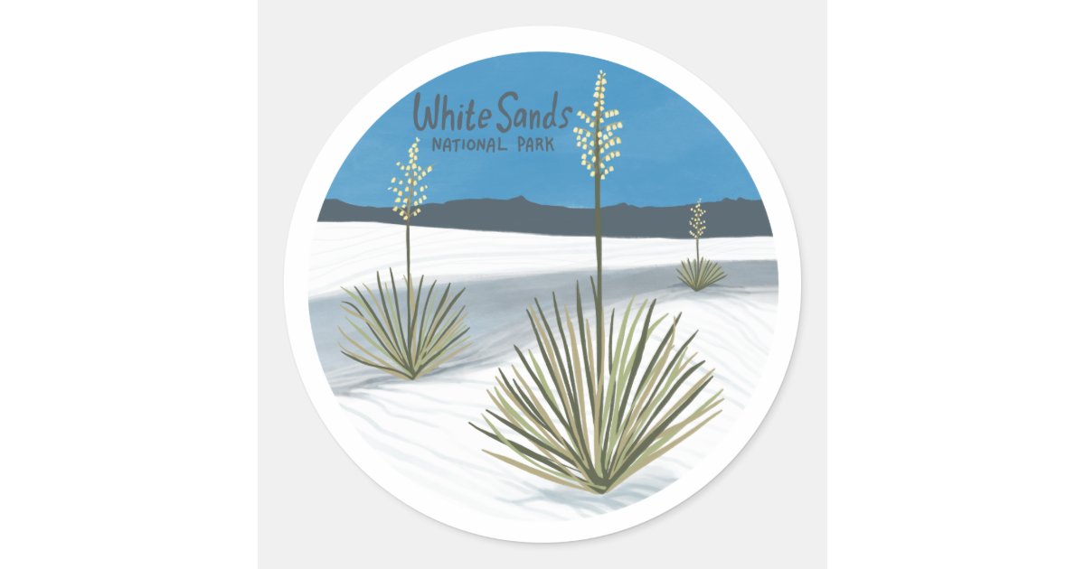White Sands National Park New Mexico Gypsum Yucca Classic Round Sticker ...