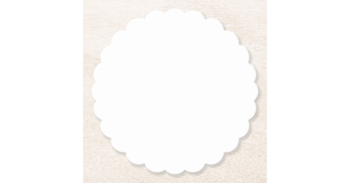 White Scalloped Round Paper Coaster | Zazzle