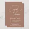 White script calligraphy mocha couple's shower invitation | Zazzle