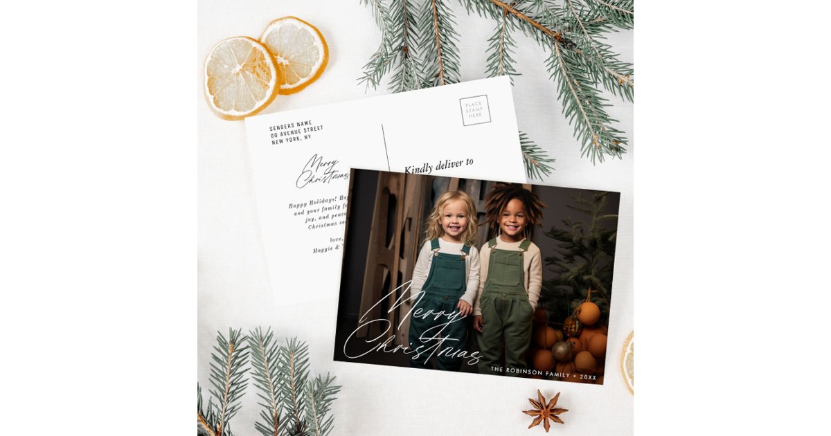 white script hand lettering christmas card | Zazzle