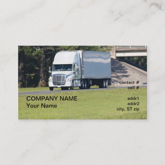 white semi truck and trailer business card | Zazzle.com