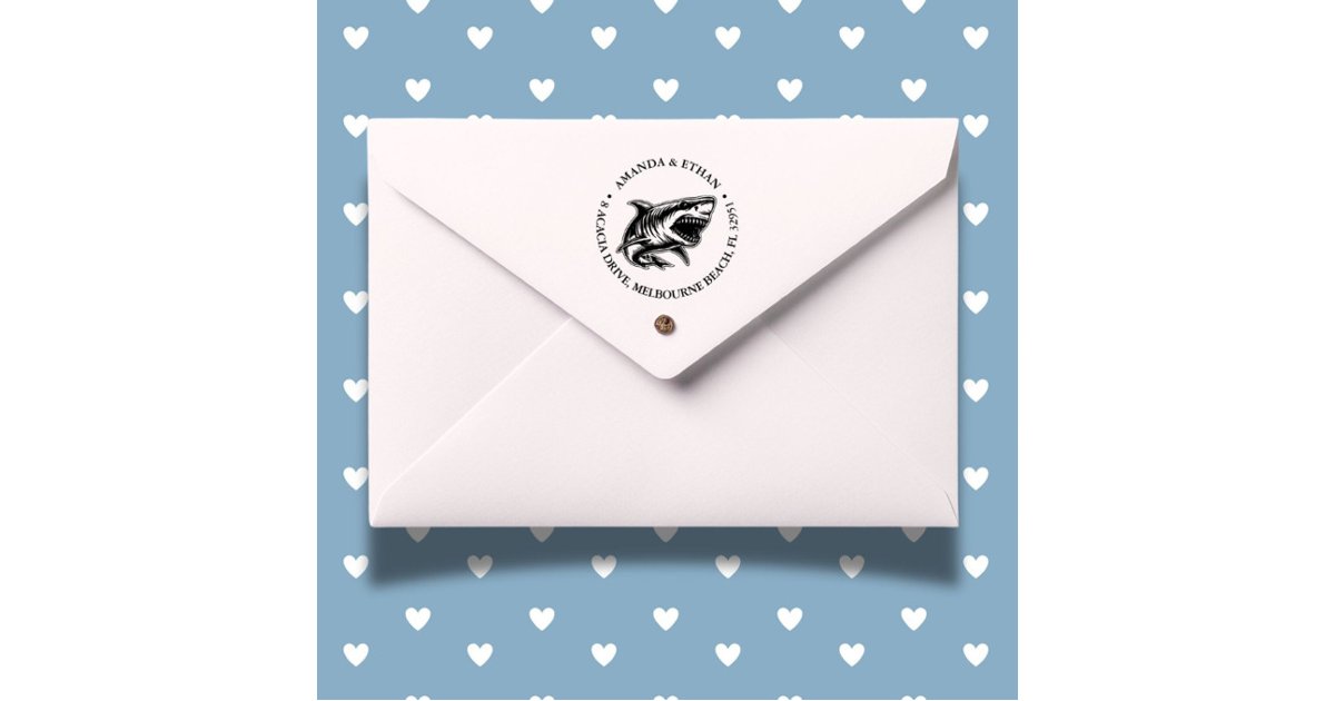 White Shark Theme Self-inking Stamp | Zazzle