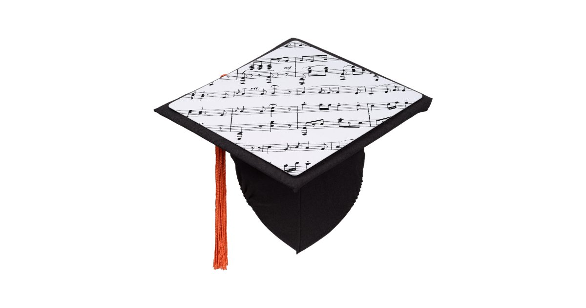 White Sheet Music Graduation Cap Topper | Zazzle